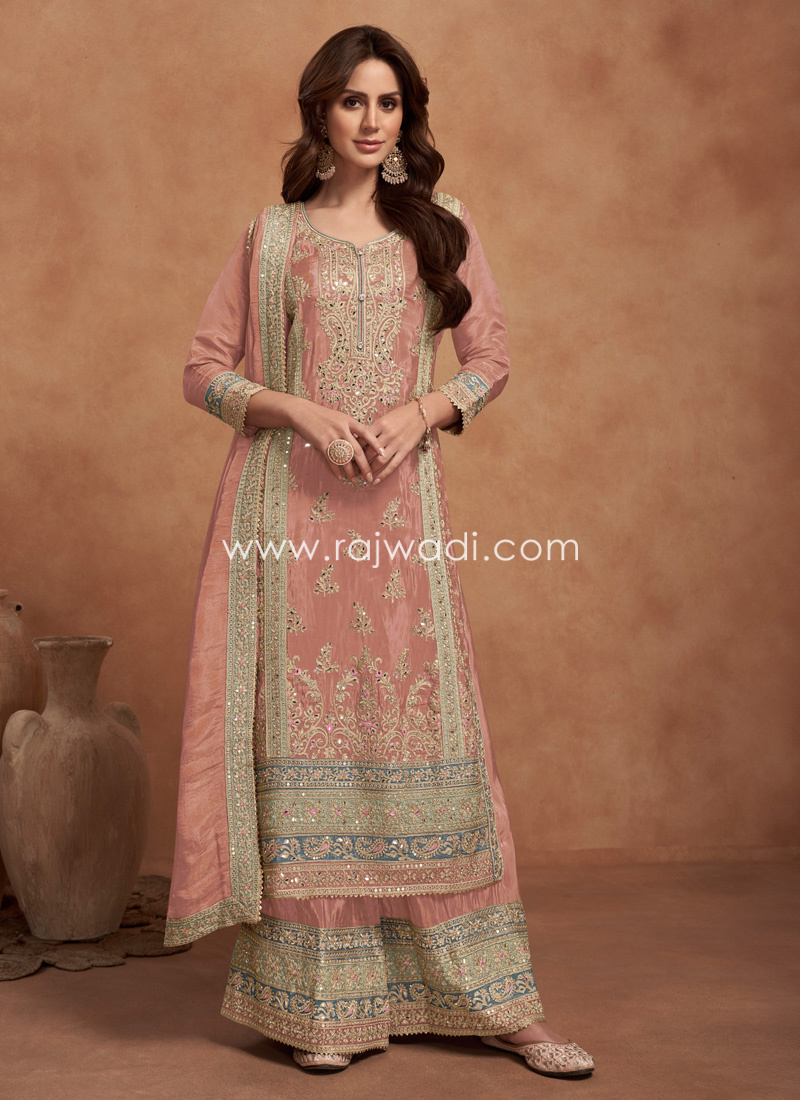 Designer Festive Special Peach Dress Material